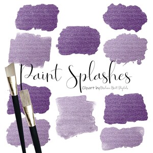 Purple watercolor splash clipart graphics Glitter paint | Etsy