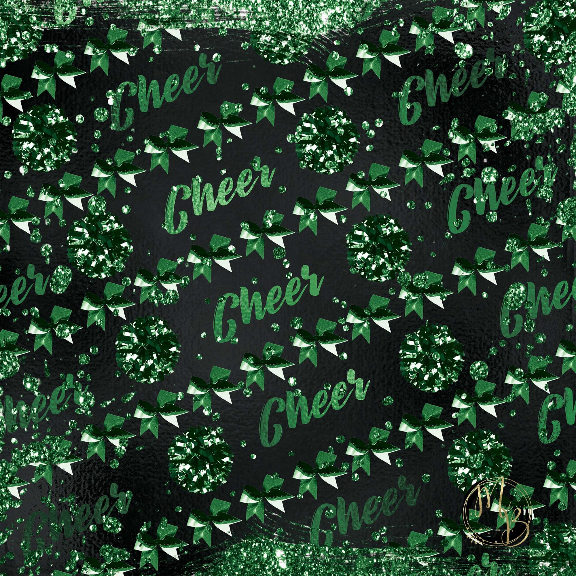 Green Glam Cheerleading Digital Paper Download with sparkling | Etsy