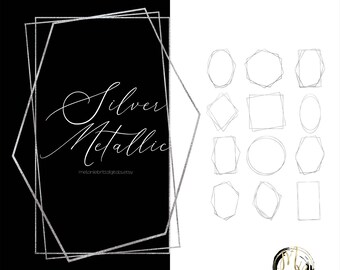 Rose Gold Polygonal Frames Clipart Digital Download With Shiny | Etsy