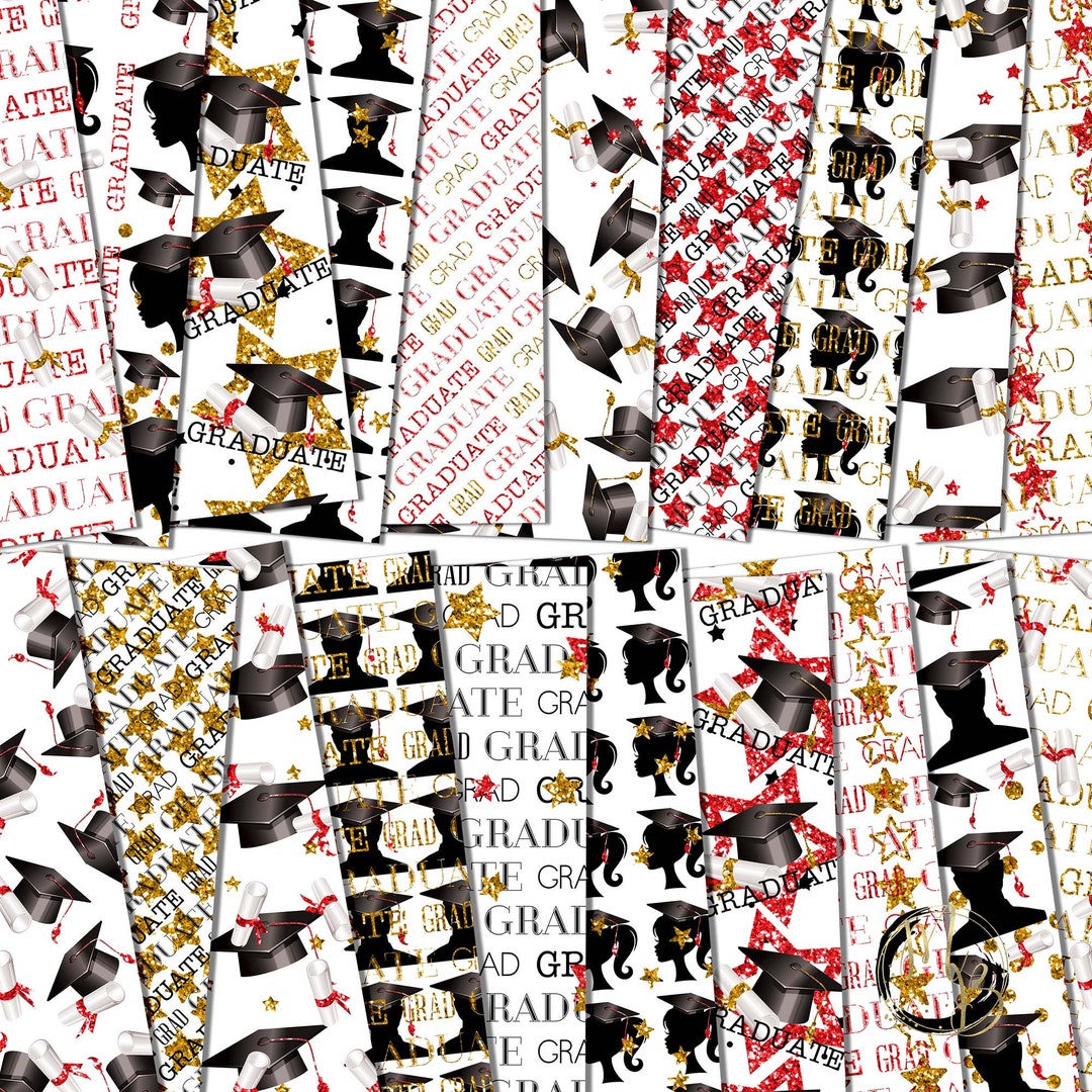 Graduation Scrapbook Paper Download Boy and Girl Graduates Red and ...