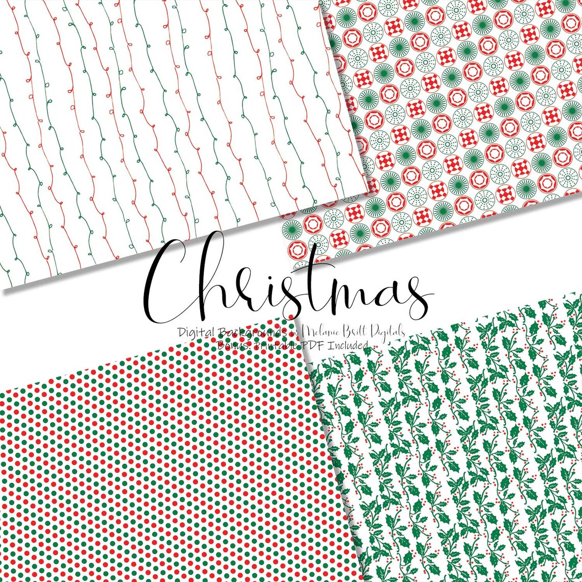 Christmas Digital Paper Red & Green Holiday Paper Pattern - Etsy