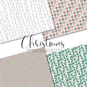 Christmas Digital Paper, Red & Green, Holiday Paper, Pattern Paper ...