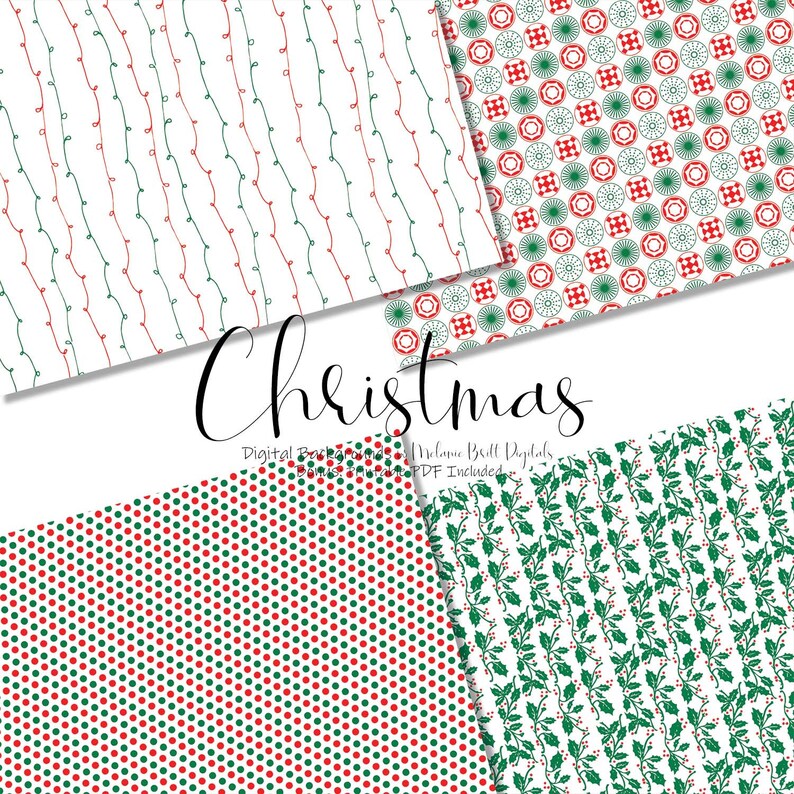 Christmas Digital Paper Red & Green Holiday Paper Pattern - Etsy