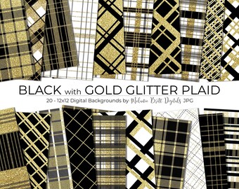 Black and Gold Plaid | Etsy