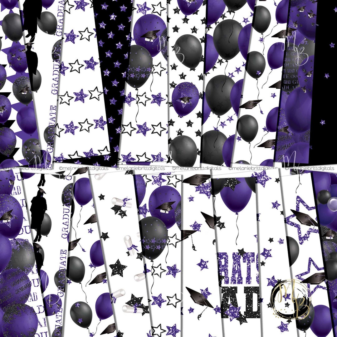 Purple Graduation Party Digital Paper Download for - Etsy