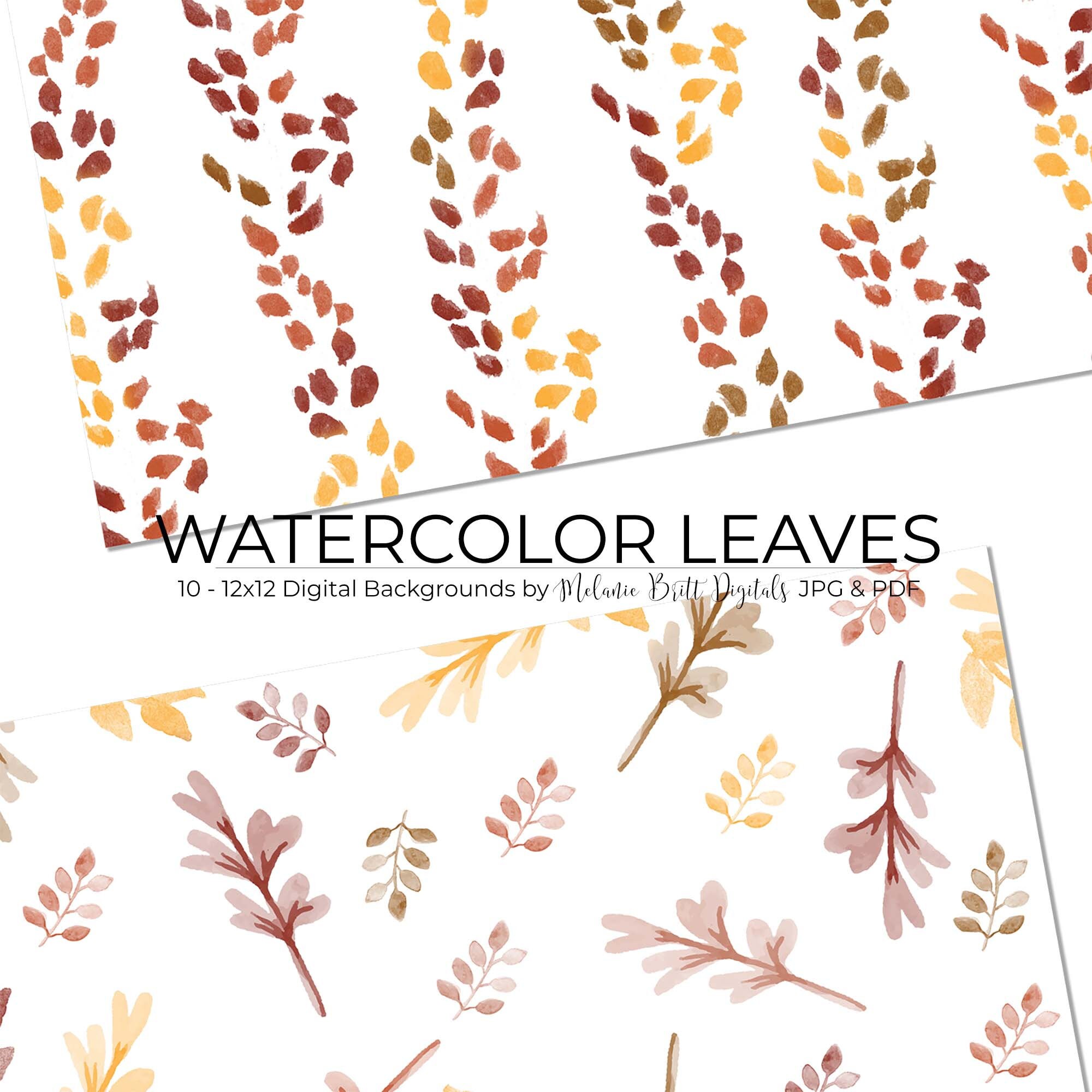 Watercolor leaves digital paper Fall Autumn Pattern paper | Etsy