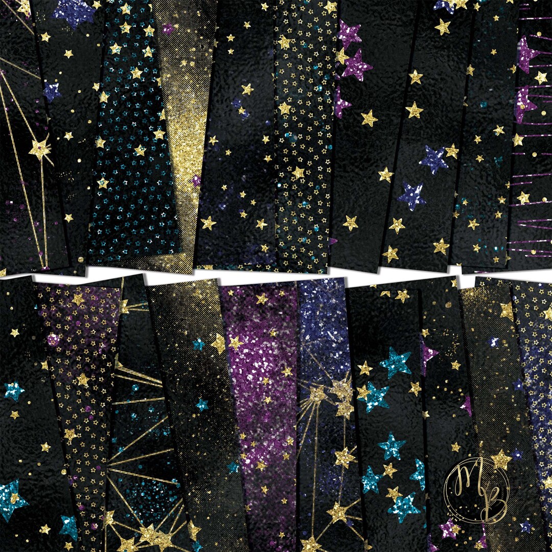 Space Galaxy Digital Paper Download for Scrapbooking Turquoise, Navy ...