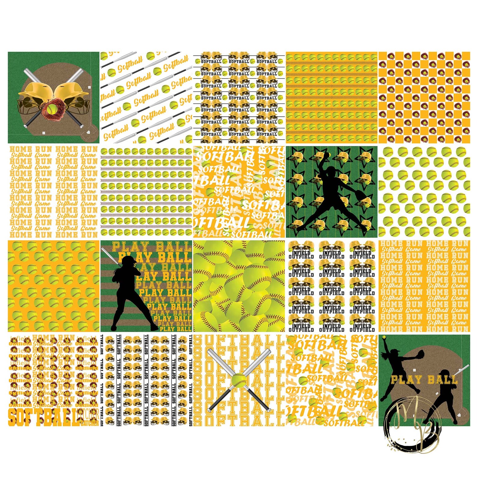 Athletic Gold Softball Digital Paper Download Helmets - Etsy