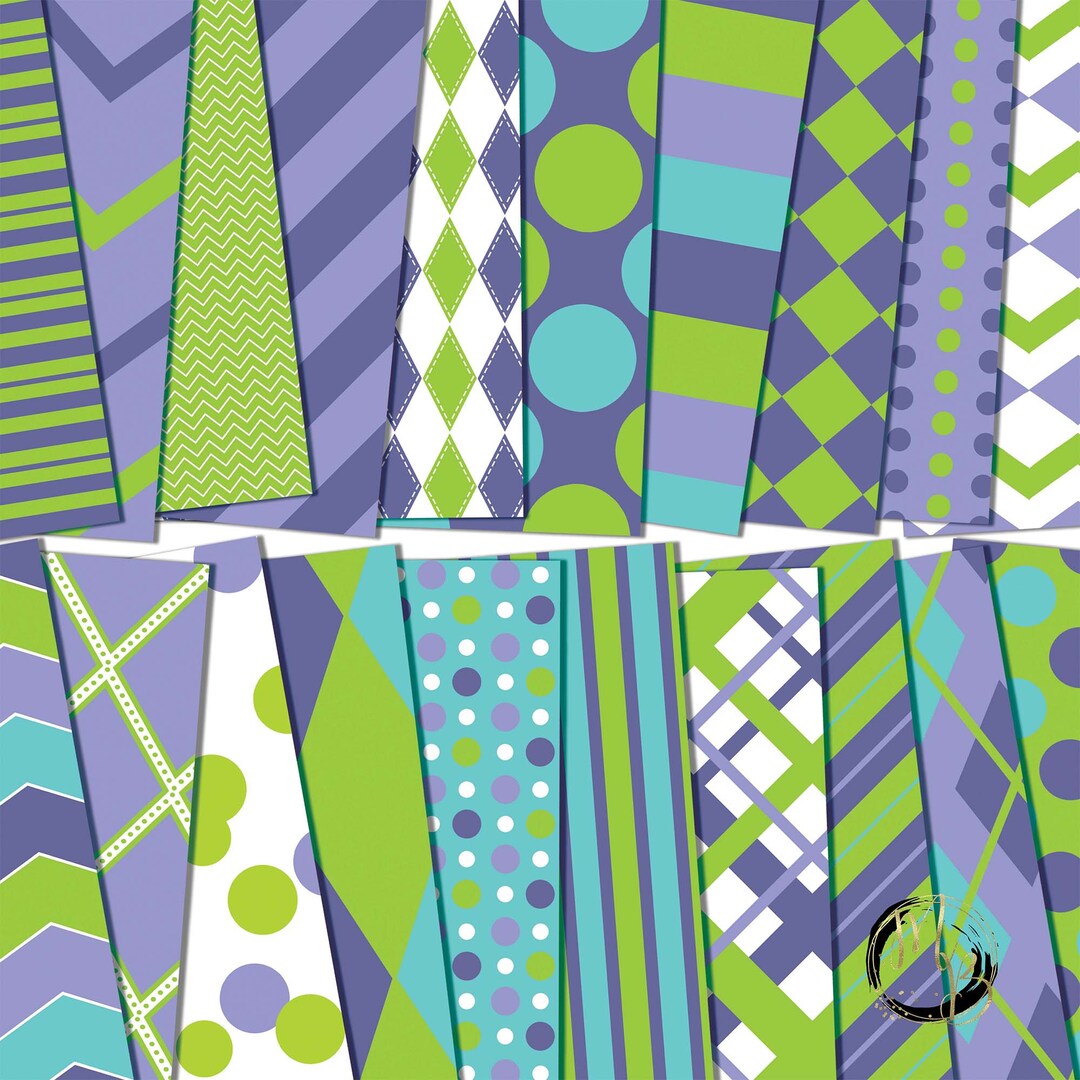 Lavender and Lime Patterned Scrapbook Paper Download Classic Patterned ...