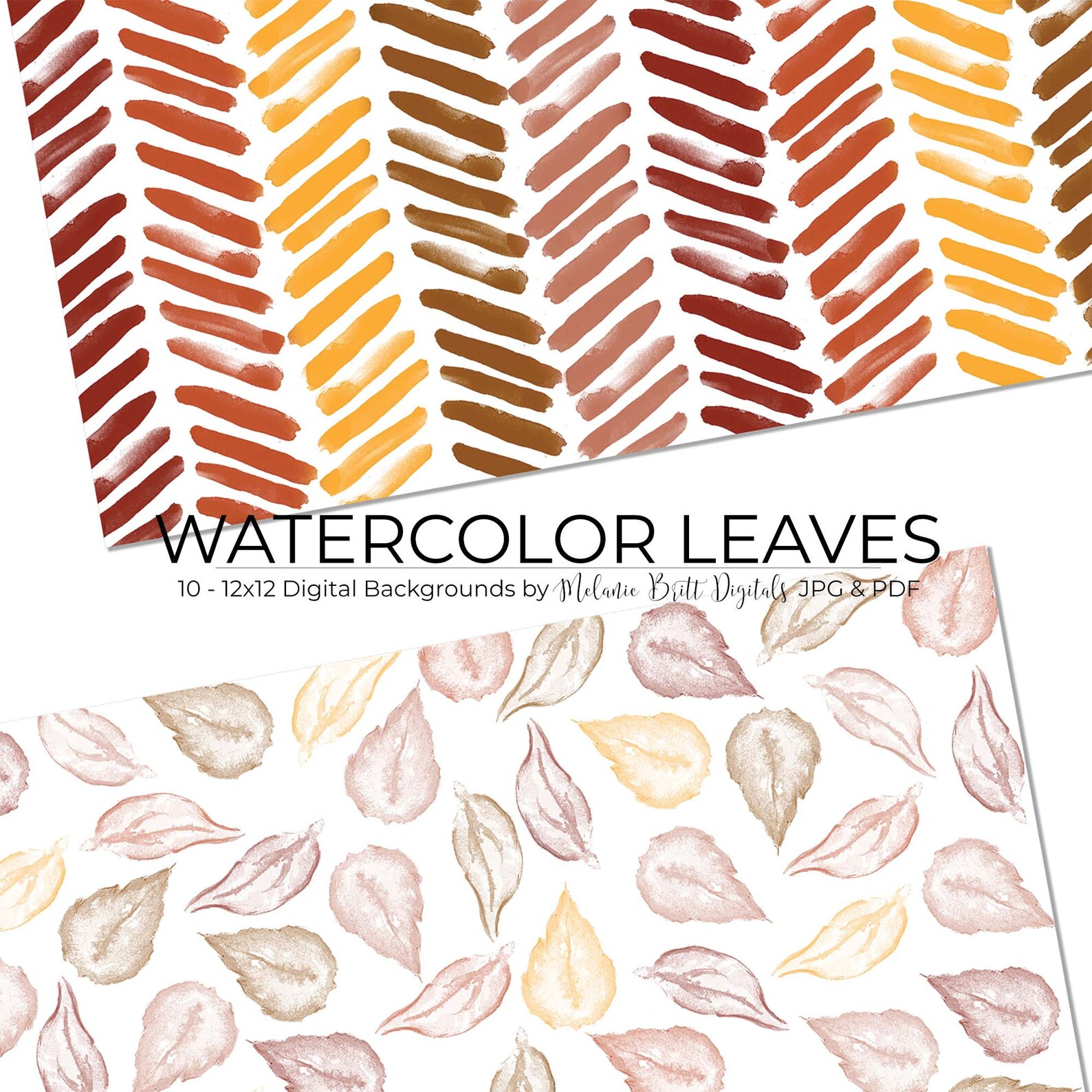 Watercolor Leaves Digital Paper Fall Autumn Pattern Paper - Etsy