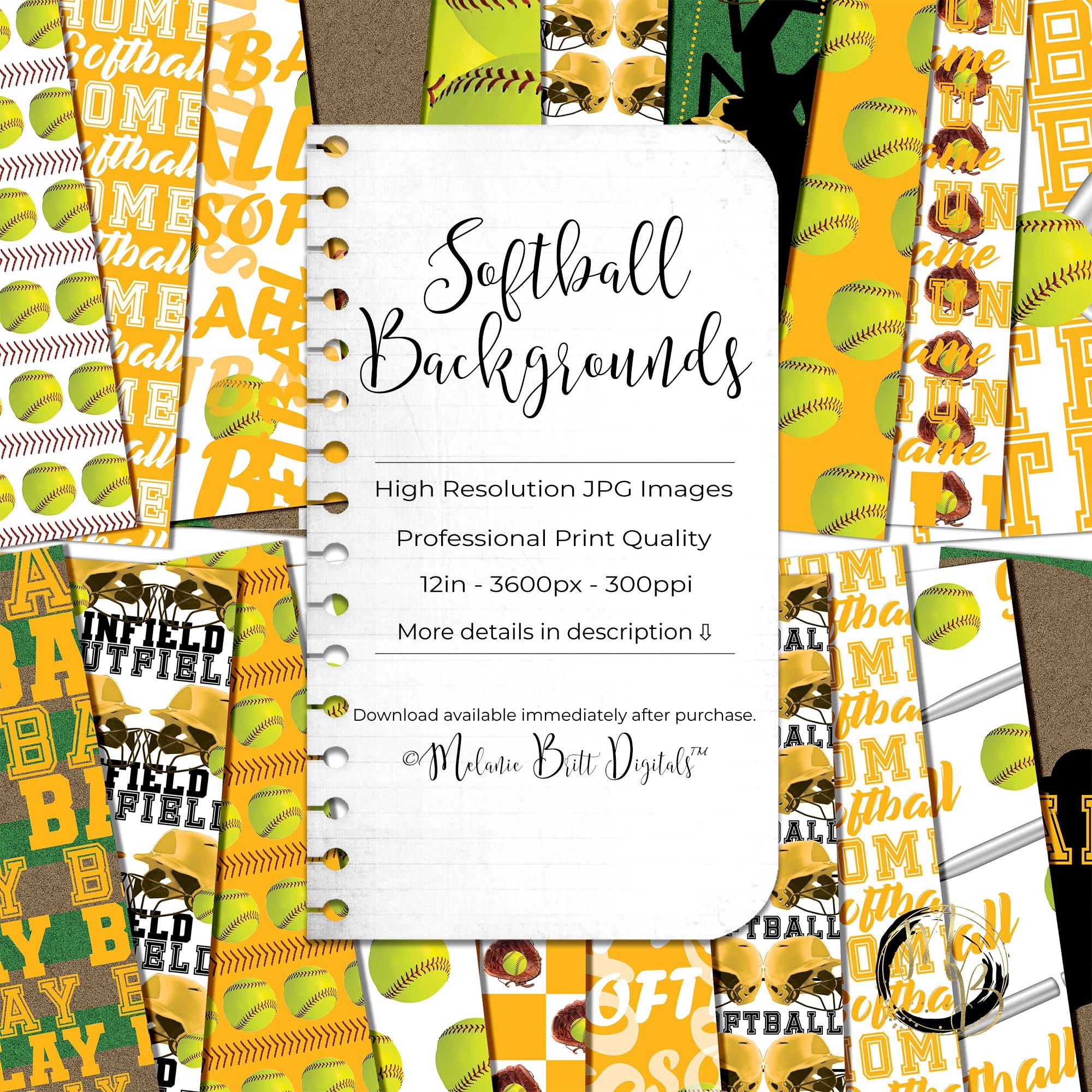Athletic Gold Softball Digital Paper Download helmets | Etsy