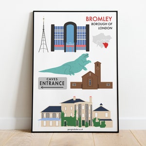 Bromley Borough of London Poster A4 London Wall Art, Bromley Gift ...