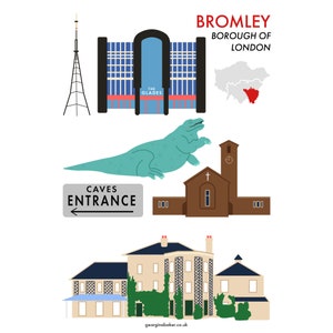 Bromley Borough of London Poster A4 London Wall Art, Bromley Gift ...