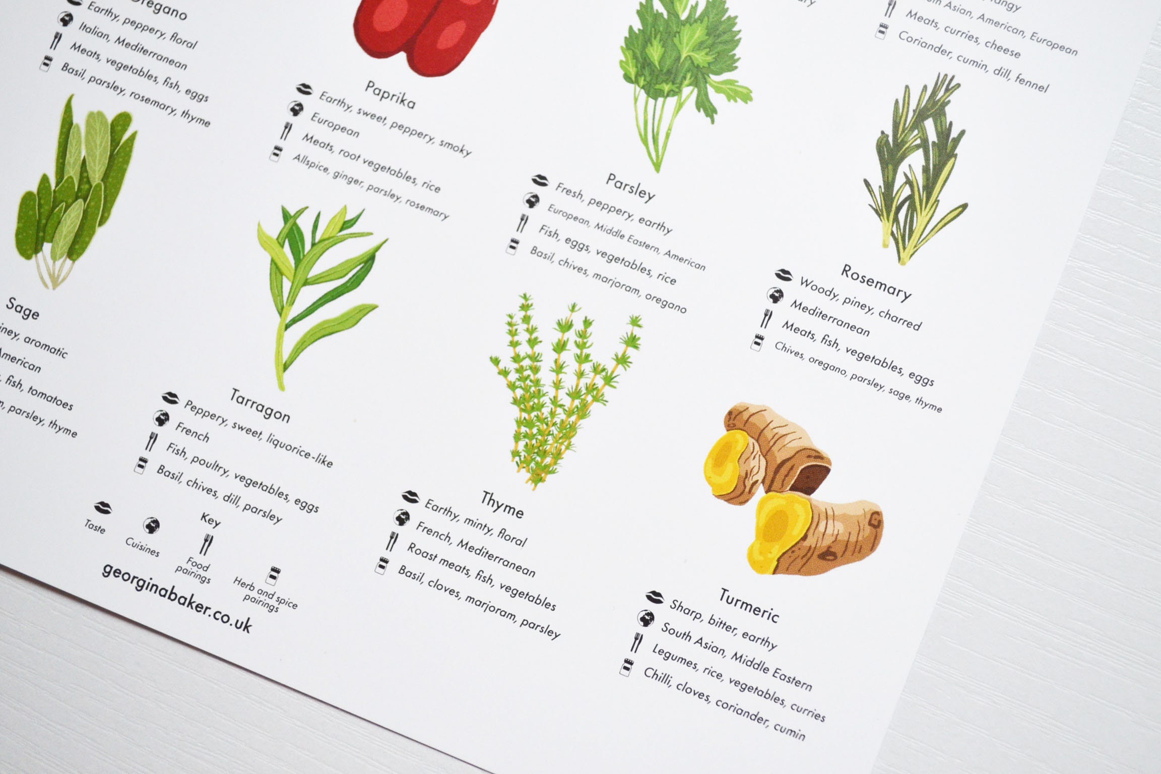 Herbs And Spices Guide Poster A4 A3 A2 Kitchen Print Food Etsy Uk