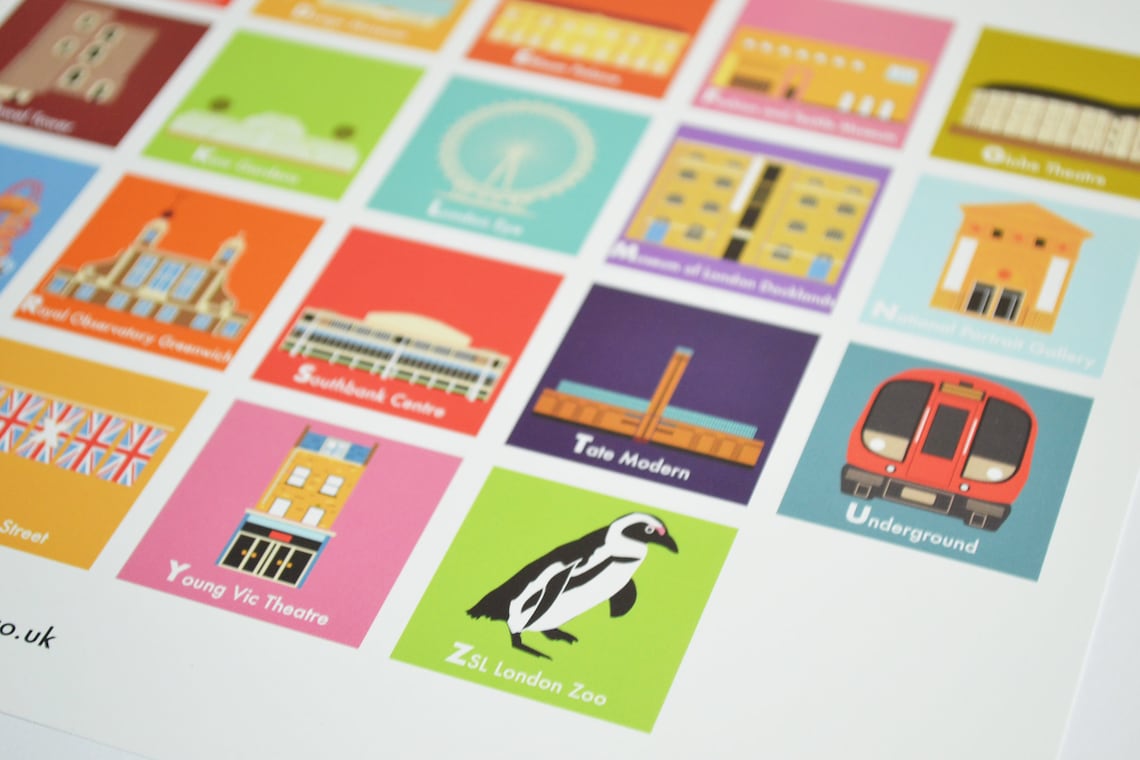 London Landmarks Poster A4/A3/A2 Print London Guide London - Etsy UK