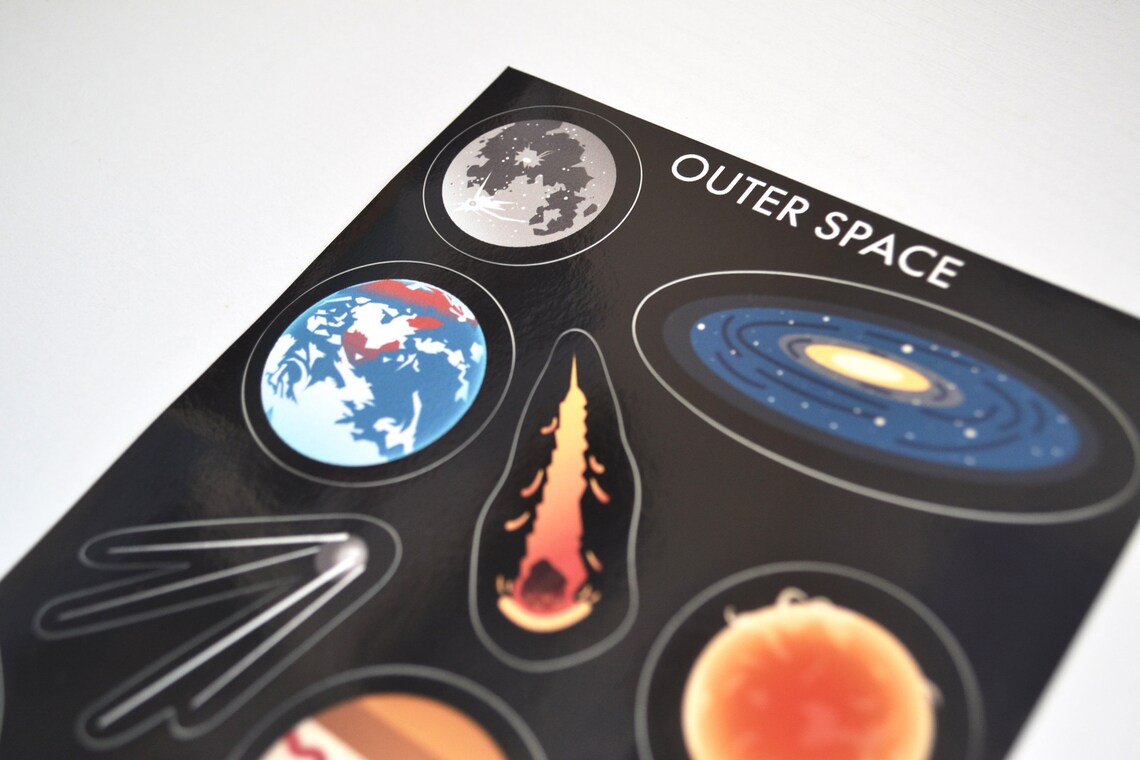 Space Sticker Sheet Vinyl Laptop Stickers Back to School - Etsy