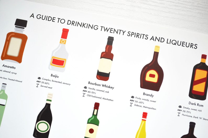 Spirits/liqueurs Guide Poster A4/A3/A2 Alcohol Print Wall - Etsy UK