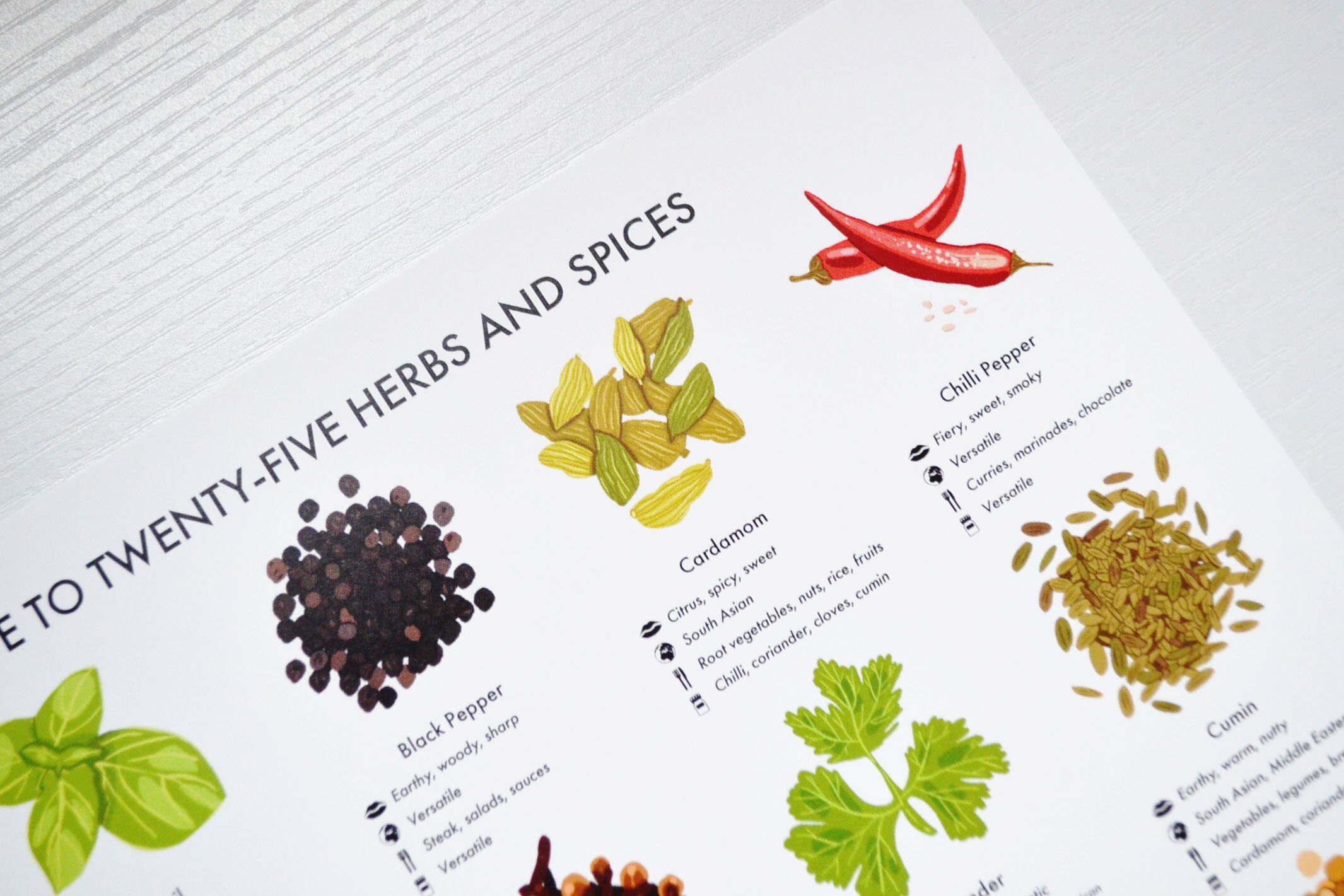 Herbs And Spices Guide Poster A4 A3 A2 Kitchen Print Food Etsy