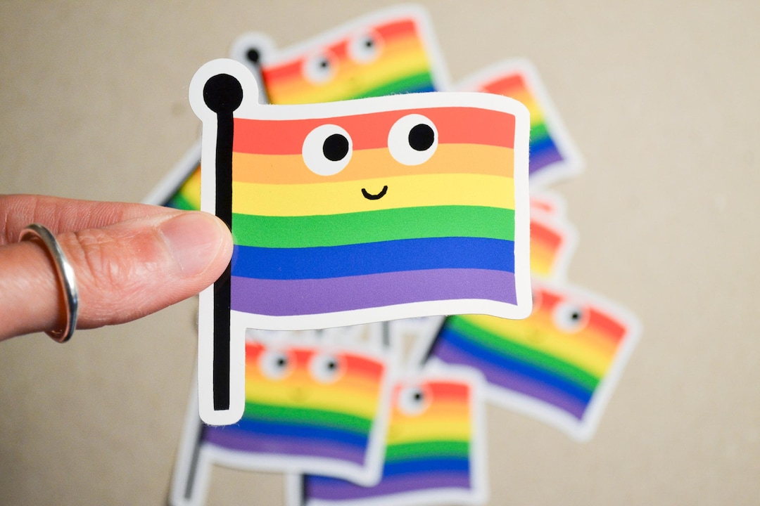 Pride Flag Happy Sticker - Rainbow Laptop Sticker, Queer Vinyl Sticker ...