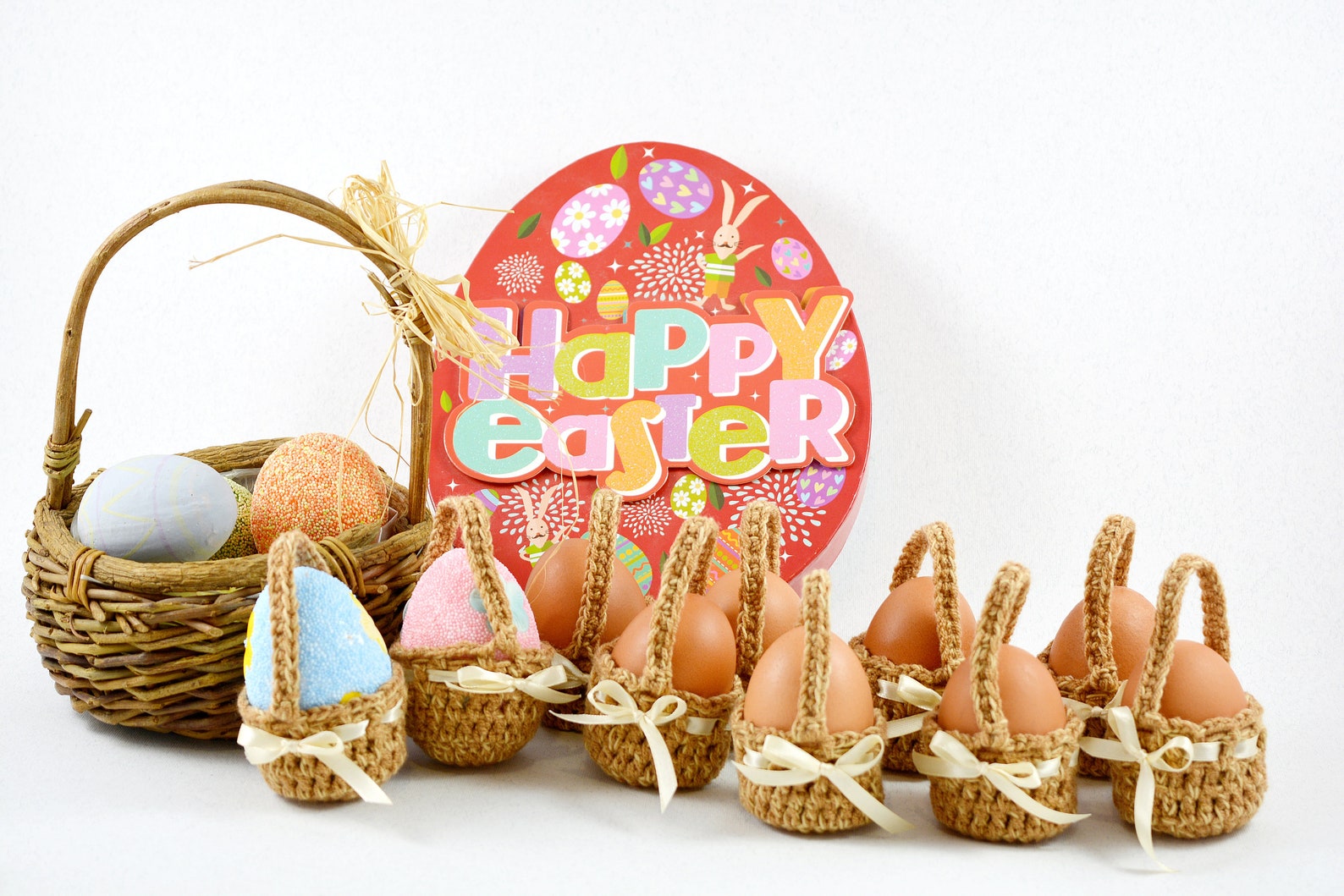 Mini Crochet Easter Eggs Basket 2, Easter Eggs Ideas, Miniature Basket ...