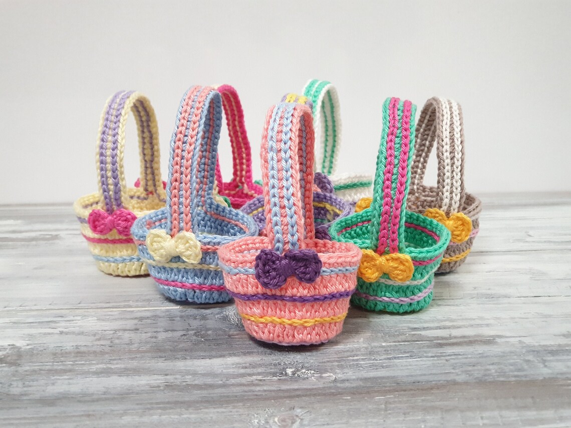 Mini Crochet Easter Eggs Basket Easter Eggs Ideas Miniature | Etsy