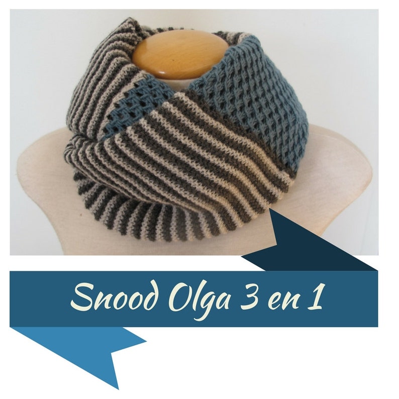 KNITTING PATTERN Pdf Version to Print - in French - Snood Model "olga ...