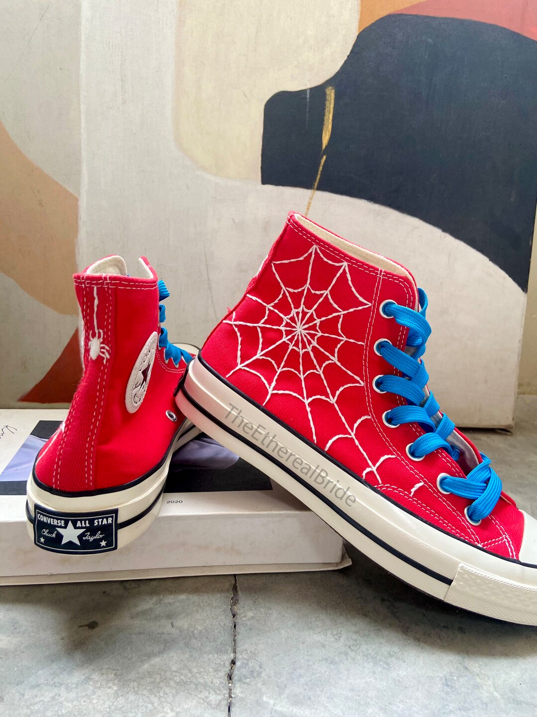 Custom Hand Embroidery No Way Home Coming Spider Converse High - Etsy