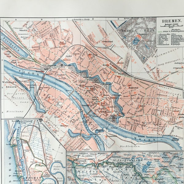 Antique Map of Bremen - Etsy