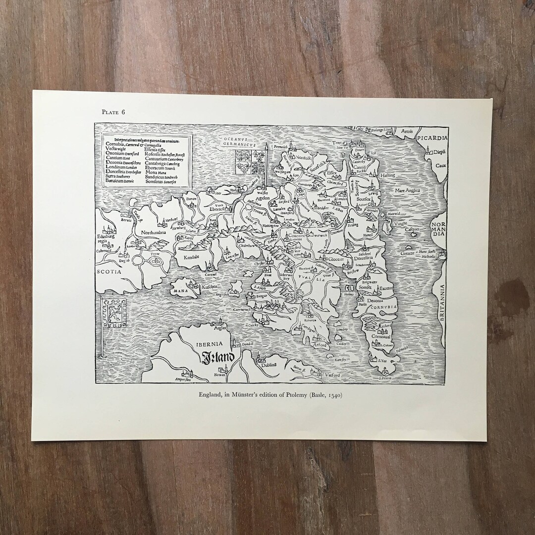 1965 Old Decorative Map England - Vintage Map of the World, Antique ...