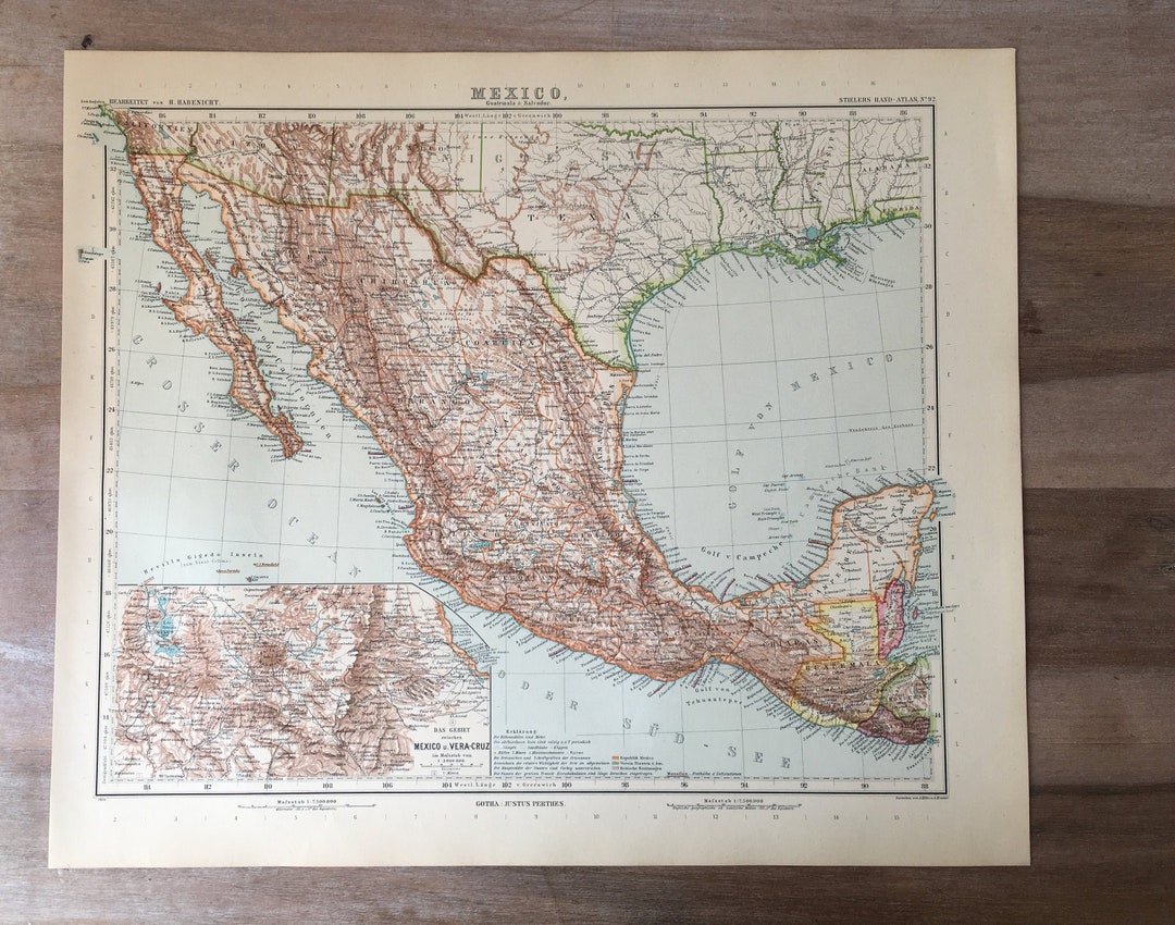 1906 Mexico Map - Antique Original Print - Etsy