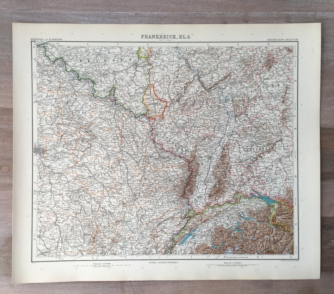 1906 Large France Map, Antique Original Print, Engraved Map, Detailed ...