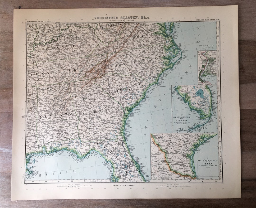1906 Vintage Original Engraved United States Map With Kentucky ...