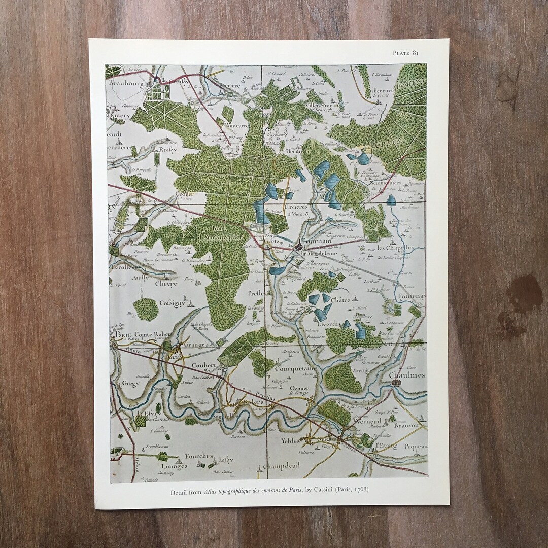 1965 Vintage Map Illustration Detail From Atlas Topographique - Etsy