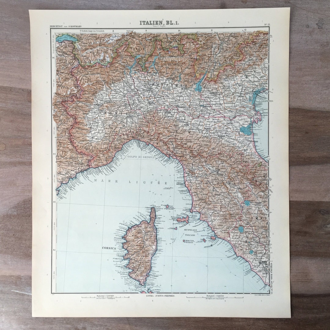 1906 Large Italy Map, Antique Original Print - Etsy