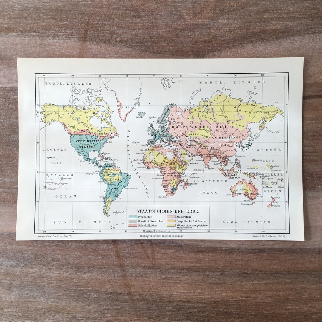 1895 Original Antique Map Lithograph, Government Forms, Vintage Map ...