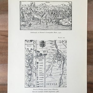 1965 Old Decorative Map, Edinburgh Old Map (basle, 1550), Map of ...