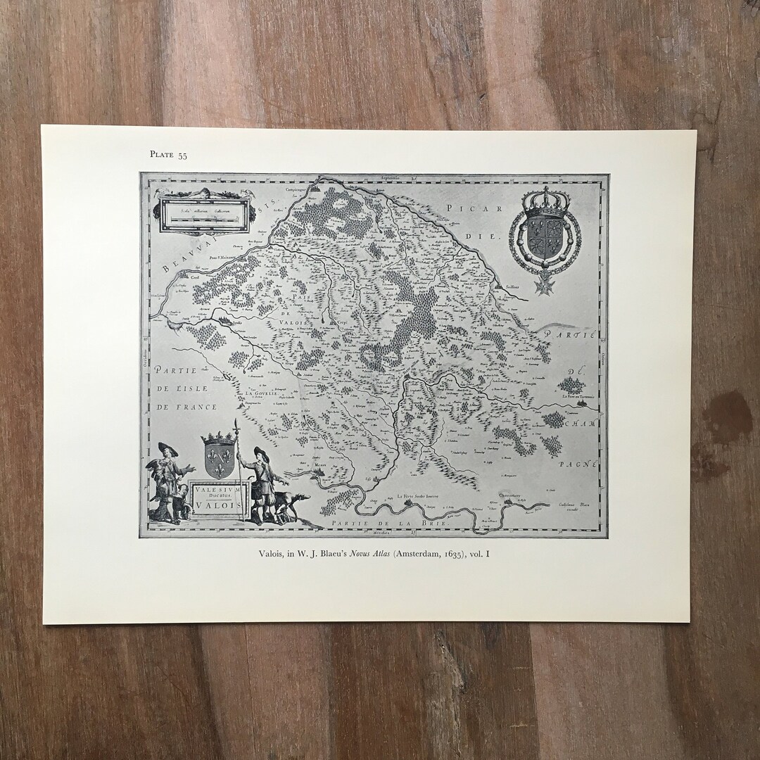 1965 Vintage Map Illustration, the New World, Valois in W.J. Blaeu's ...