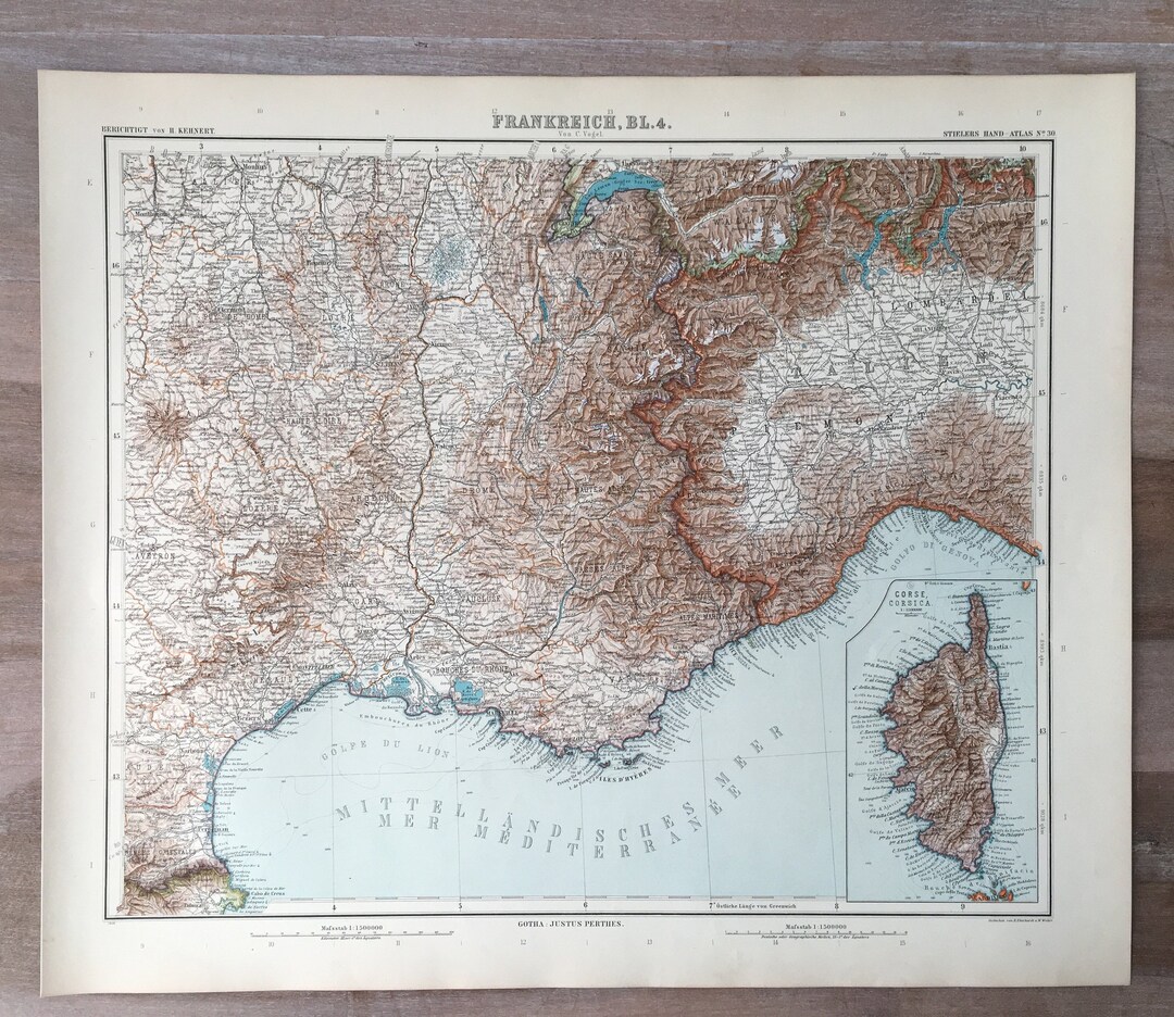 1906 Large France Map, Antique Original Print, Engraved Map, Detailed ...