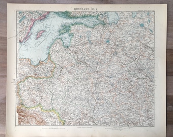 RUSSIA Old Map of Russia in 1890 Original Large English - Etsy