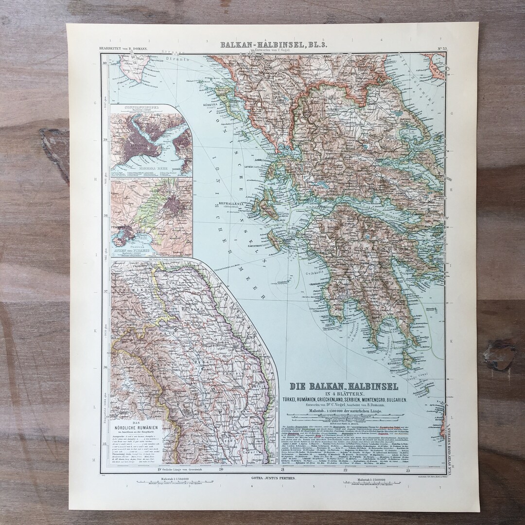 1906 Large Balkans Map, Antique Original Print - Etsy