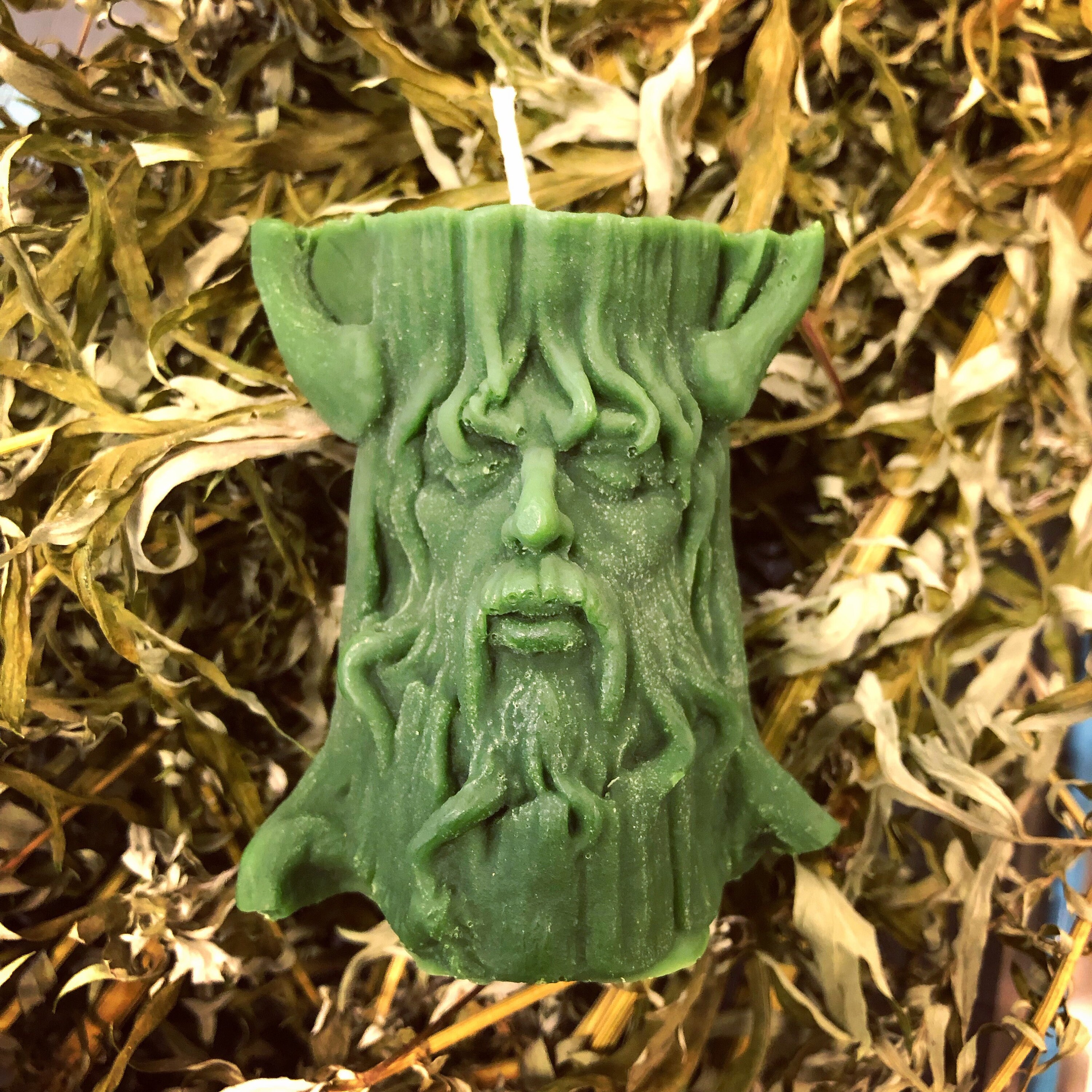 Tree Spirit Green Man Wicca Altar Candle - Etsy