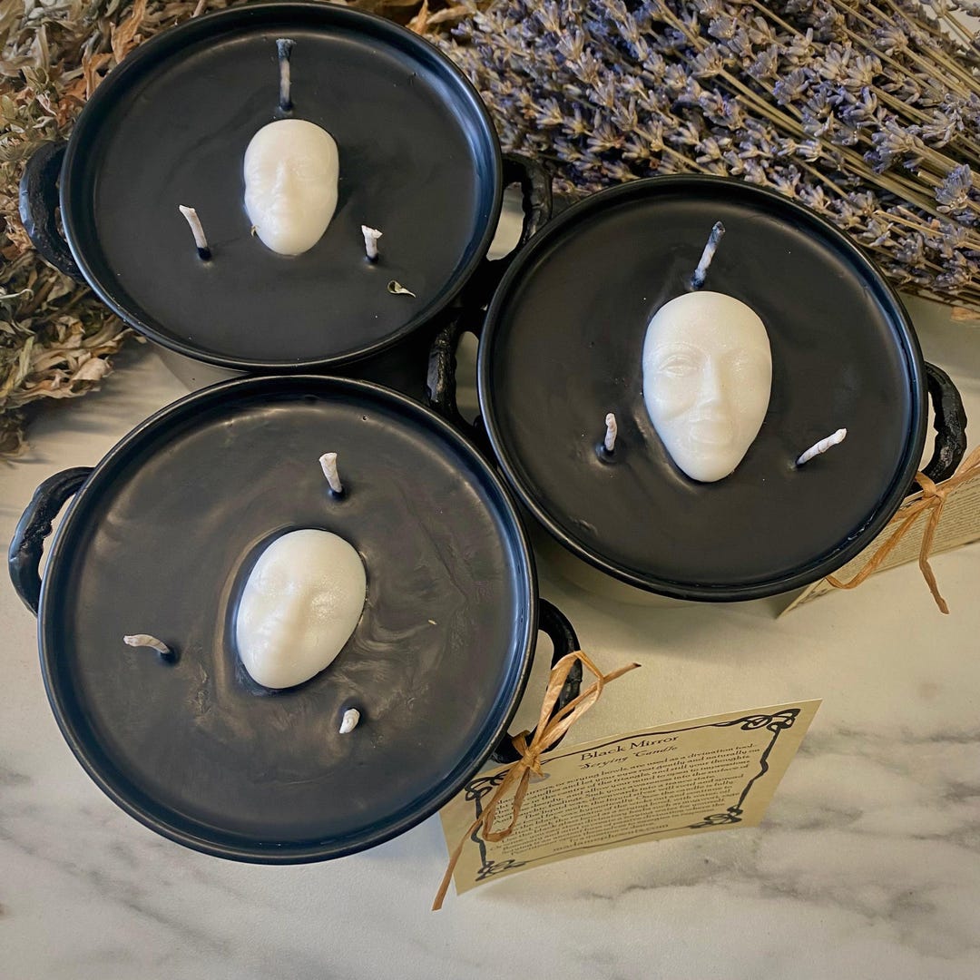 Black Mirror | Scrying Mirror | Scrying Bowl | Ritual Spell Candle - Etsy