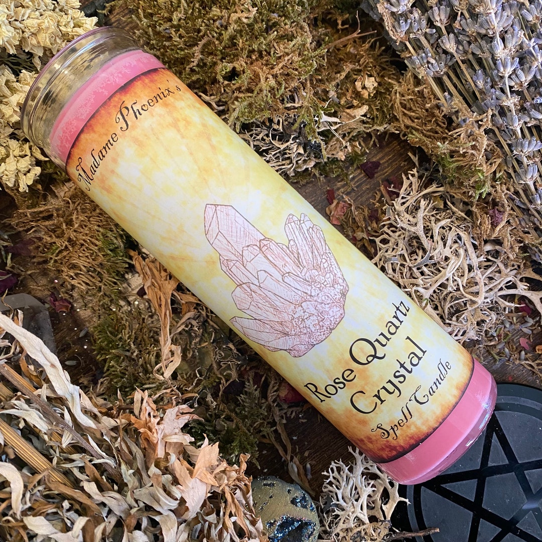 Crystal Magic Rose Quartz Spell Candle - Etsy