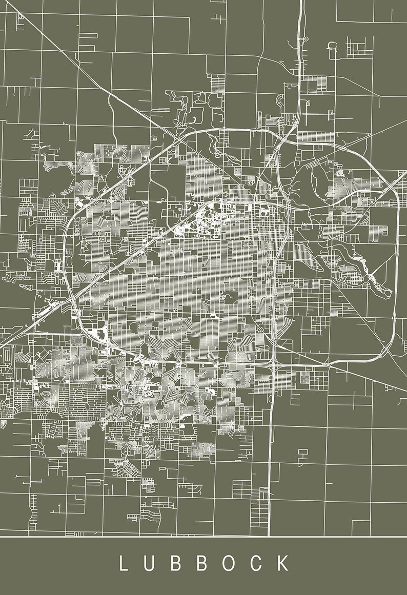 LUBBOCK CITY MAP Line Art City Map Road Map of Lubbock - Etsy