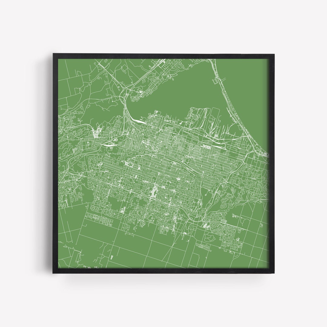 HAMILTON CITY MAP Fine Art Map Poster - Modern Ontario Canada Print ...
