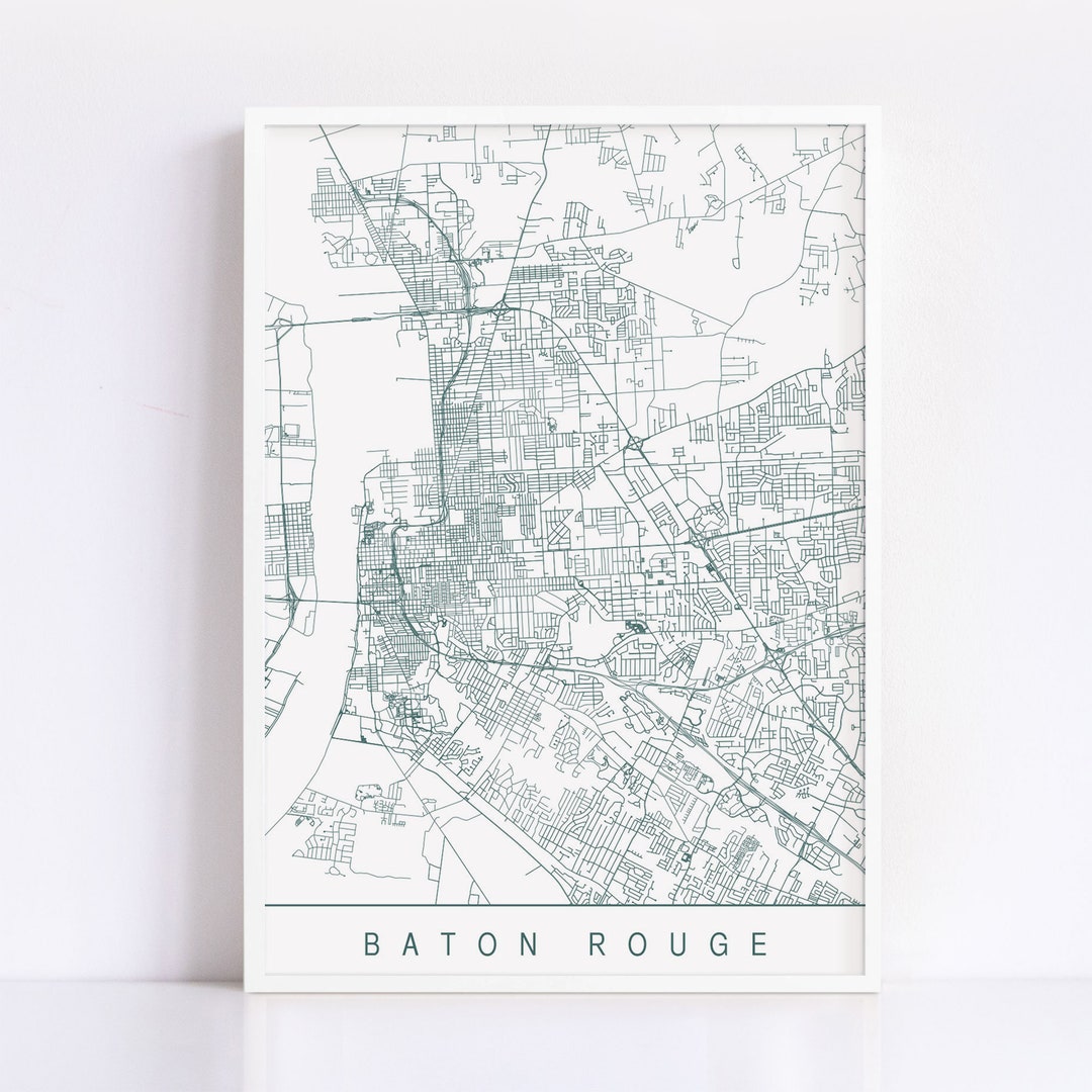 BATON ROUGE LOUISIANA Map - Customizable City Map, High Quality Giclee ...