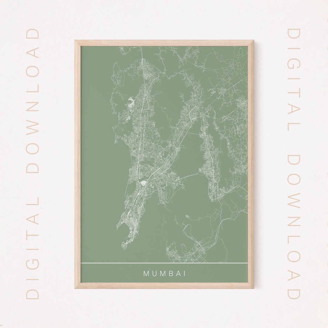 MUMBAI MAP POSTER, Modern City Print Art, Mumbai India City Map Home ...