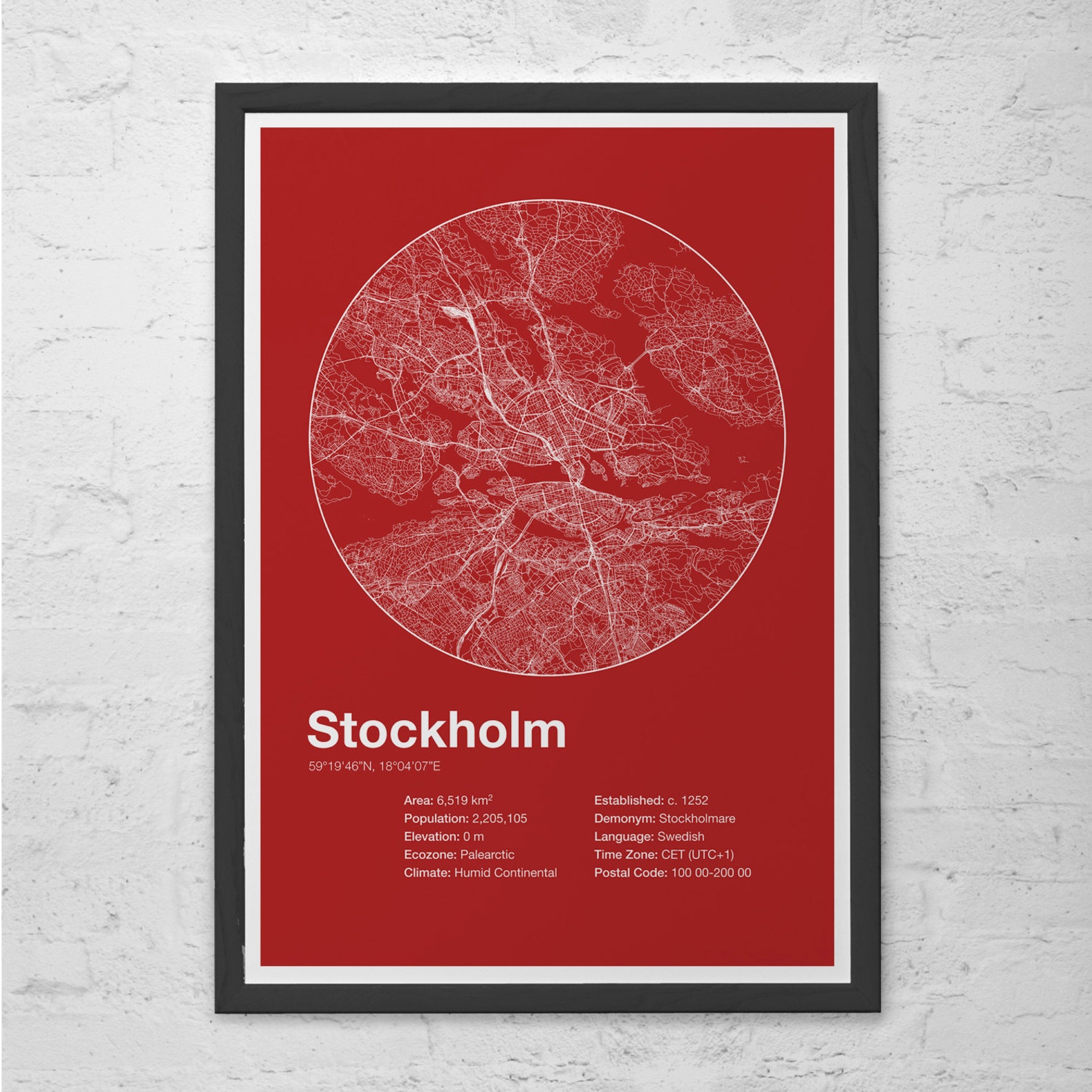 STOCKHOLM INFO MAP - Stockholm, Sweden - Minimalist Map of Stockholm ...
