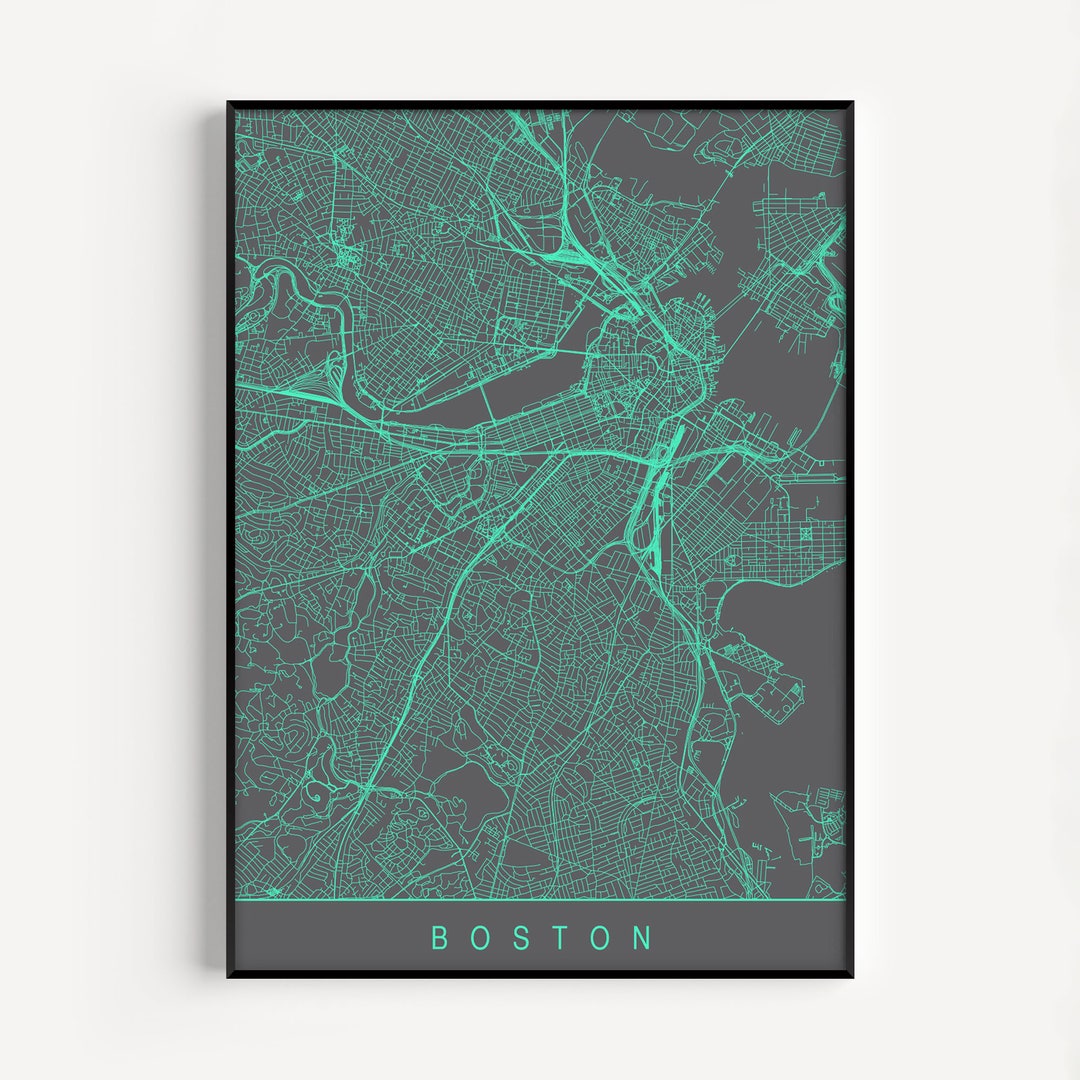 BOSTON MAP Modern Boston Art Print Minimalist City Map - Etsy Canada