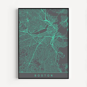 BOSTON MAP Modern Boston Art Print Minimalist City Map - Etsy Canada